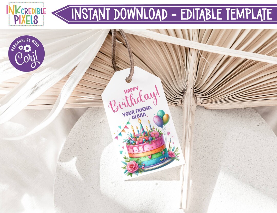 Printable Happy Birthday Tags, Happy Birthday Gift Tag, Birthday Favor ...