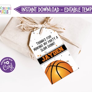 Printable Basketball Birthday Party Favor Tag, Basketball Favor Tag ...