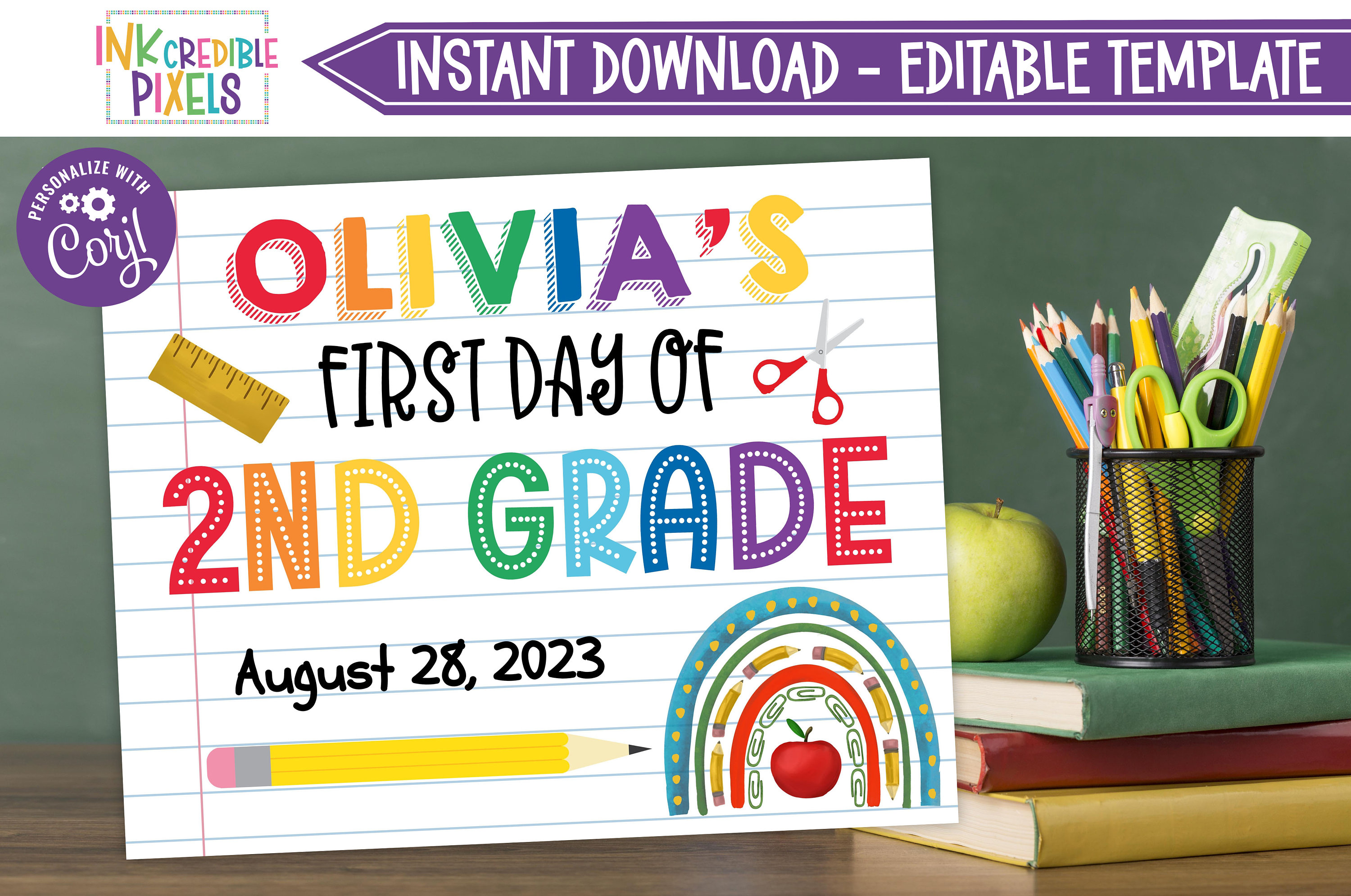 Editable First Day of School Sign, 1st Day of School Printable Sign ...