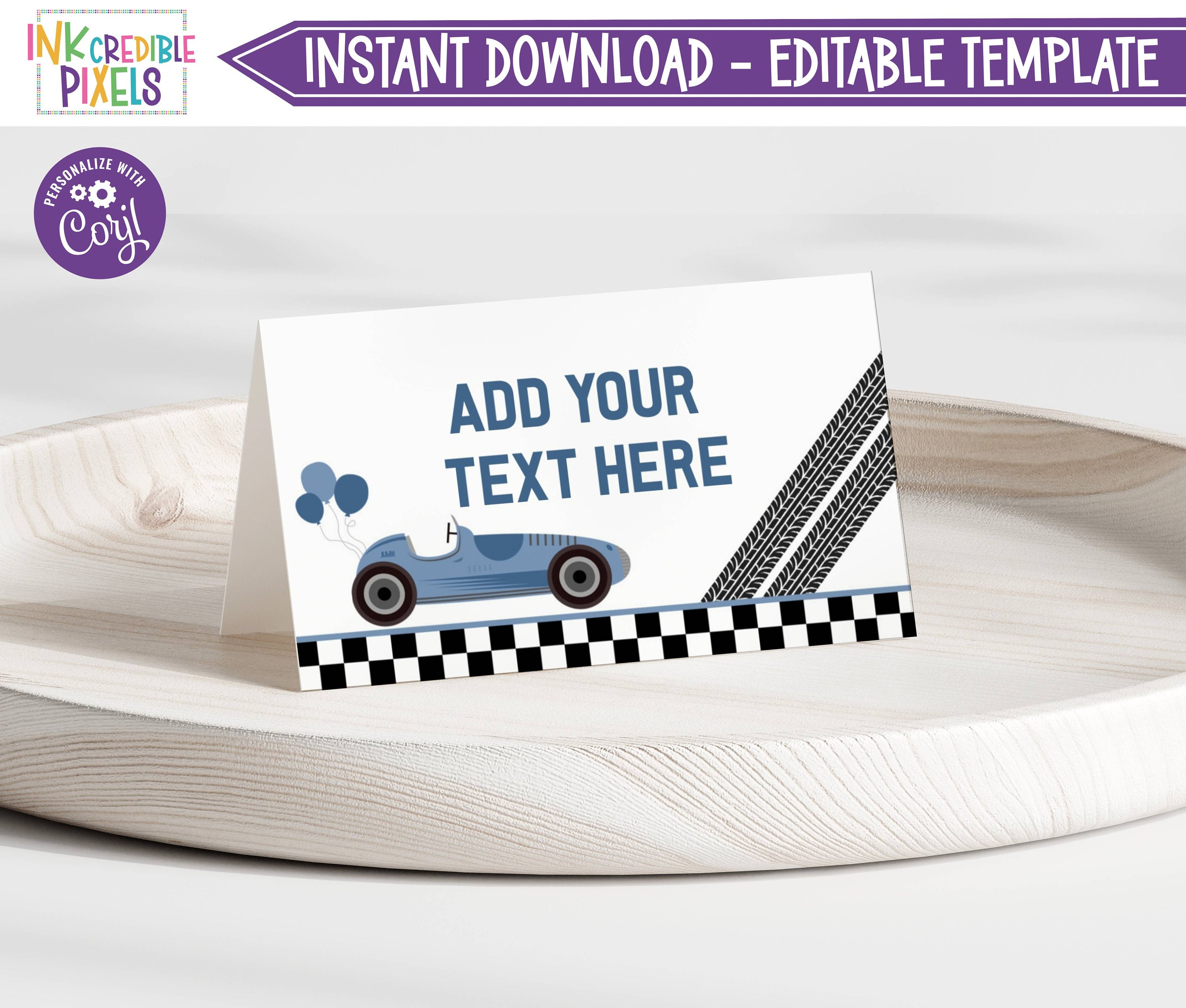 Editable Race Car Birthday Food Tent Card, Racing Car Food Label, Place ...