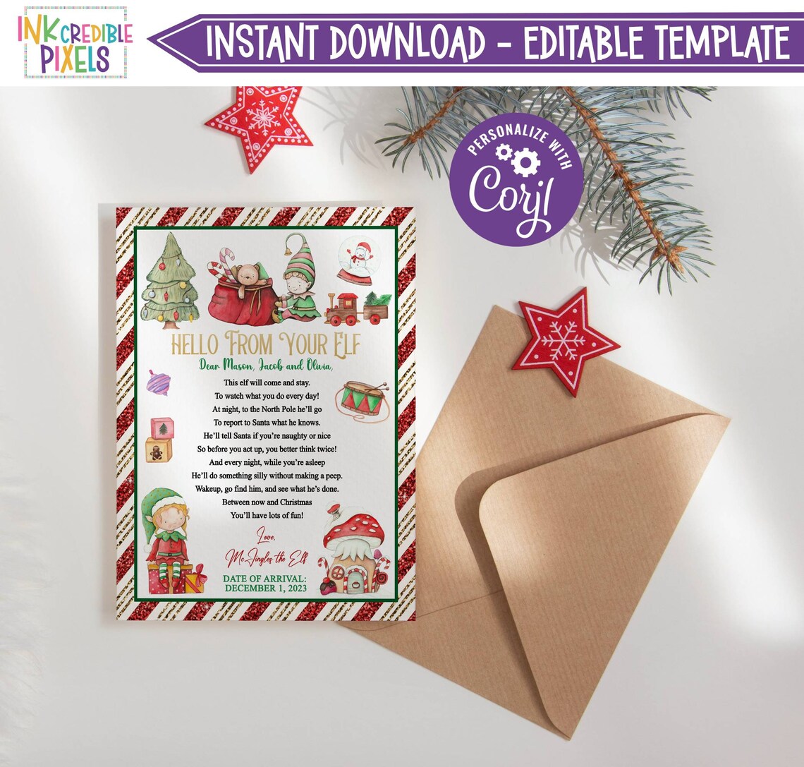 Editable Elf Letter Letter From Elf Printable Elf First - Etsy