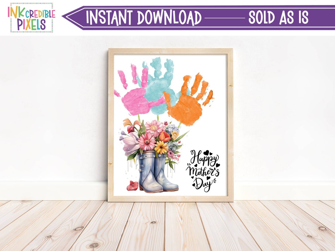 Mother's Day Handprint Art, Mother's Day Gift, Gift for Mom, Grandma ...