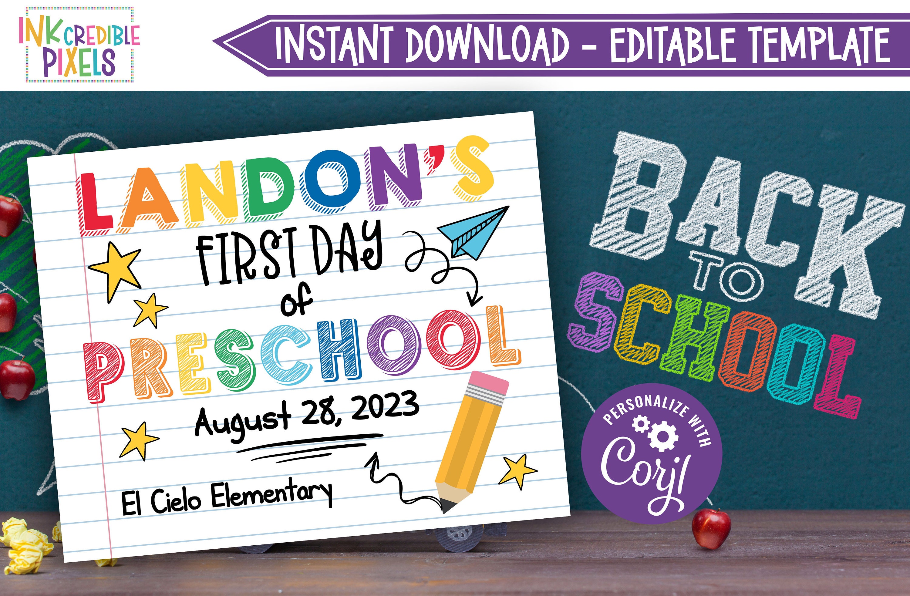 Printable First Day of School Sign, Printable 1st Day of School Sign ...