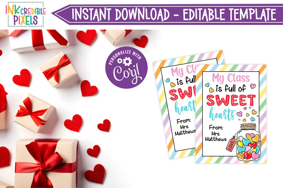 Editable Teacher Valentine's Day Tag, Valentine Treat Tag, Valentine's ...