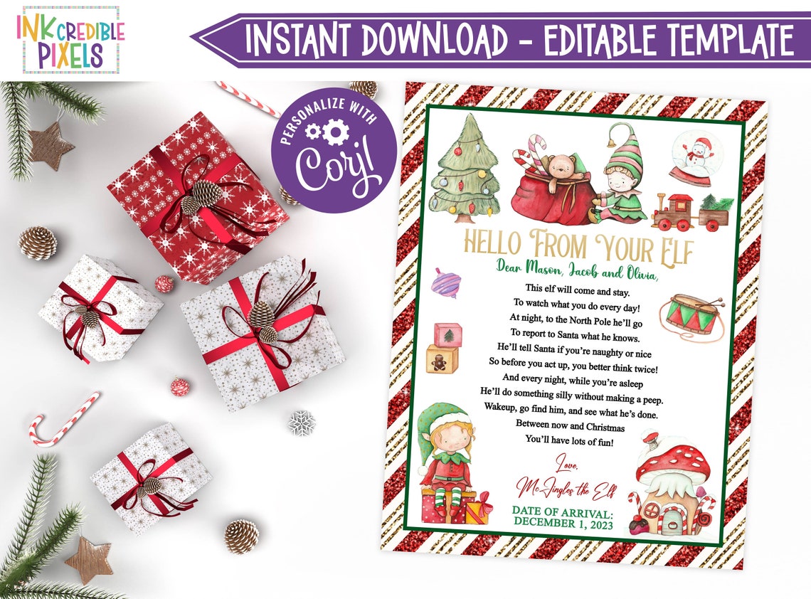 Editable Elf Letter Letter From Elf Printable Elf First - Etsy