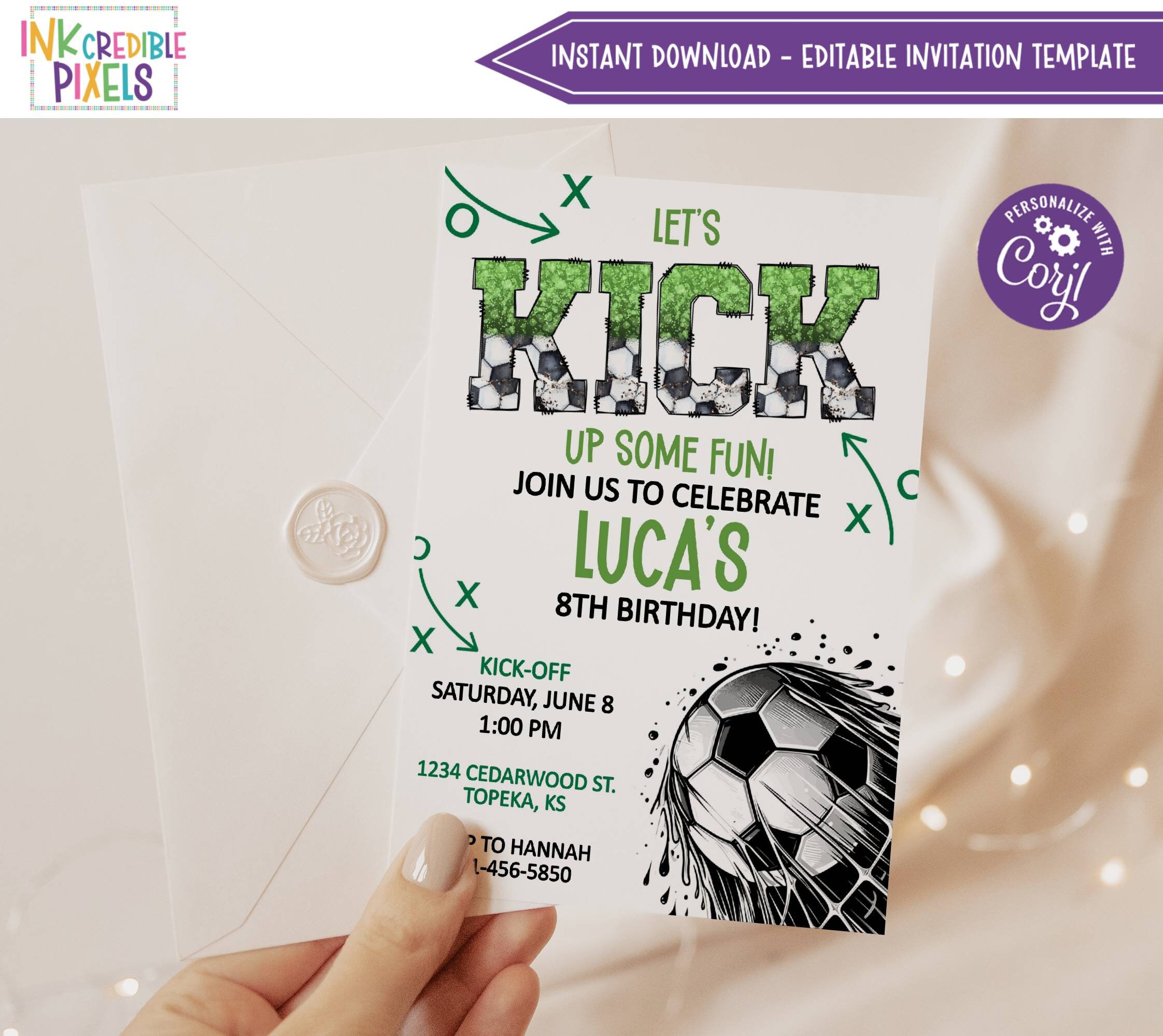 Printable Soccer Invitation, Soccer Birthday Invitation, Soccer Party ...