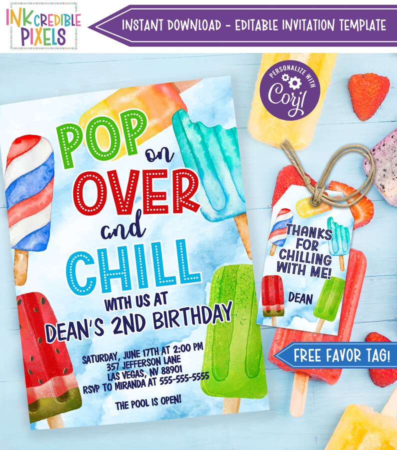 Editable Popsicle Invitation, Popsicle Invitation, Summer Invitation ...