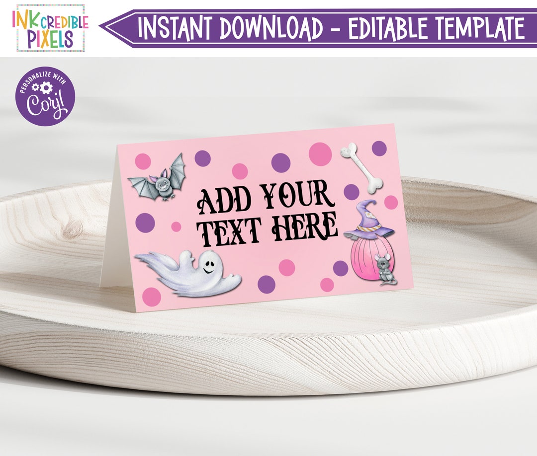 Editable Halloween Birthday Food Tent Card, Halloween Party Buffet Food ...