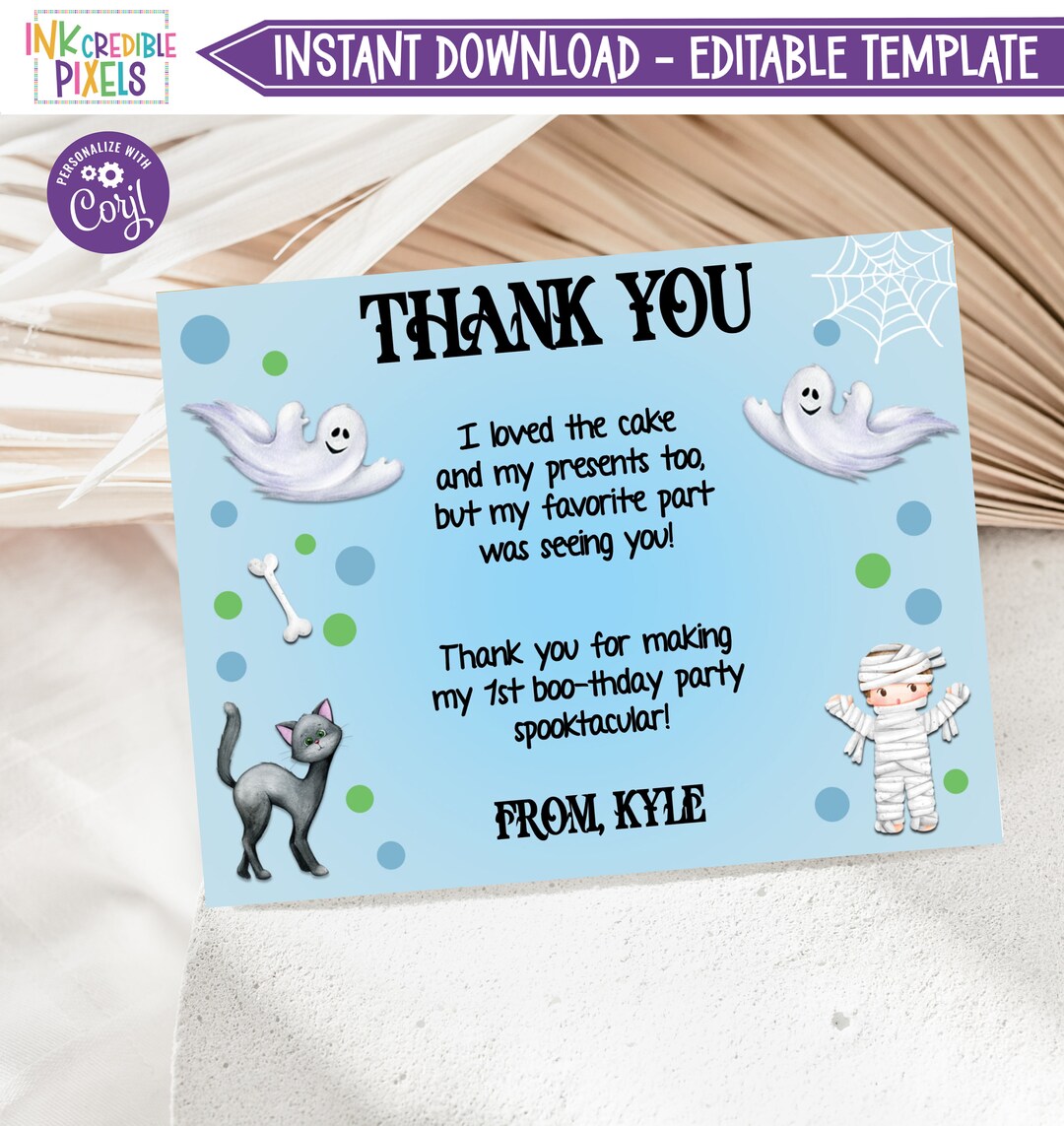 Editable Halloween Party Thank You Card, Spooky One Halloween Thank You ...