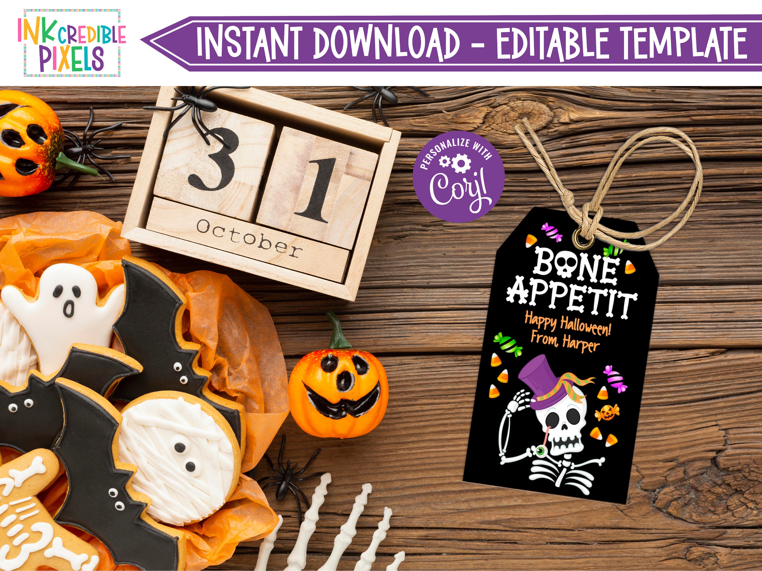 Editable Halloween Party Favor Tag Halloween Treat Tag - Etsy