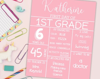 First Day of School Sign, Editable, First Day of School Poster ...