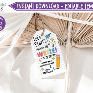 Editable Back to School Favor Tag, Back to School Treat Tag, Teacher ...