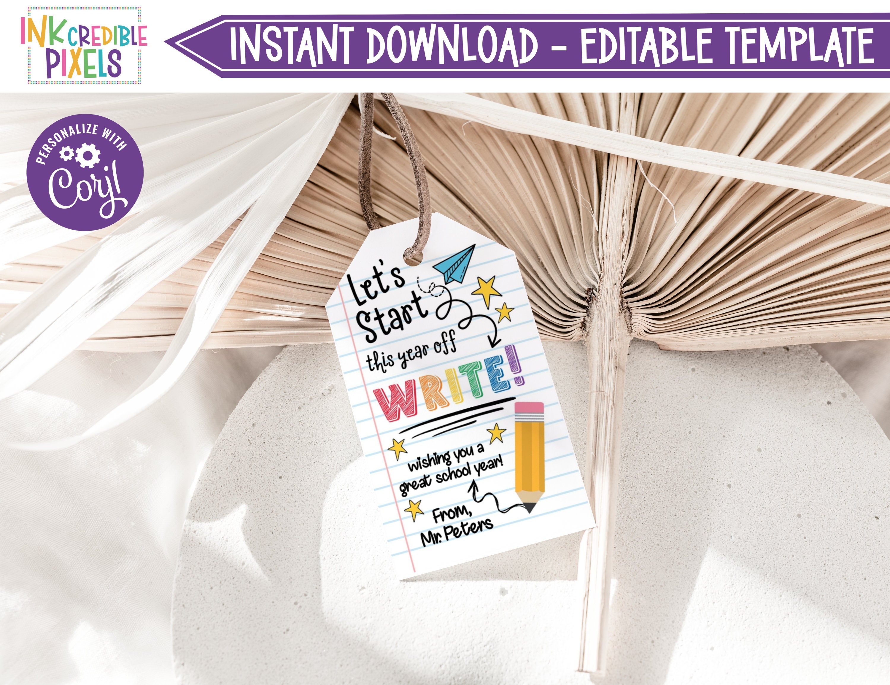 Editable Back to School Favor Tag, Back to School Treat Tag, Teacher ...