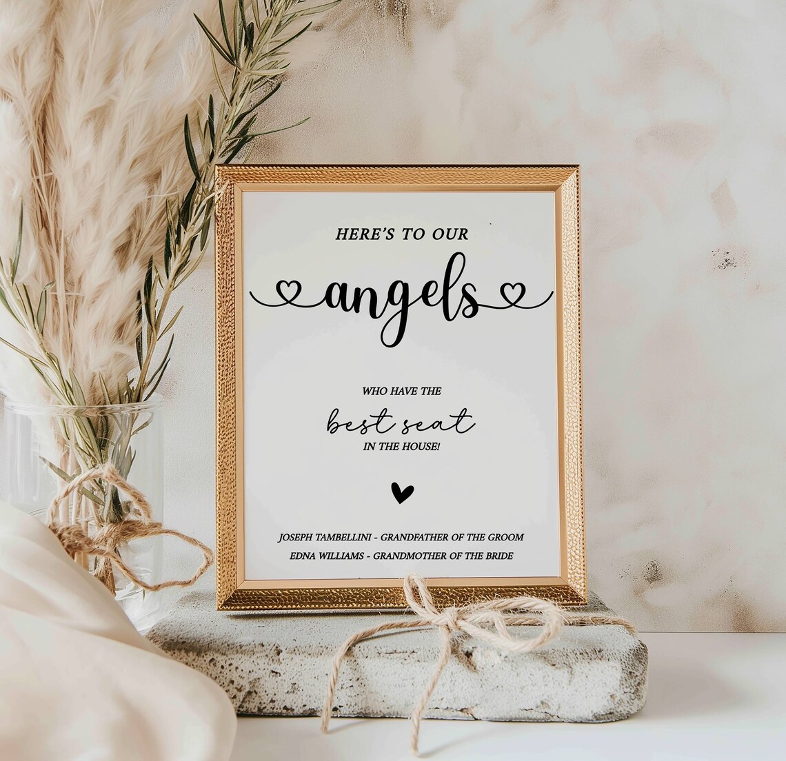 Wedding in Loving Memory Sign, Printable Here's to Our Angels Memory ...