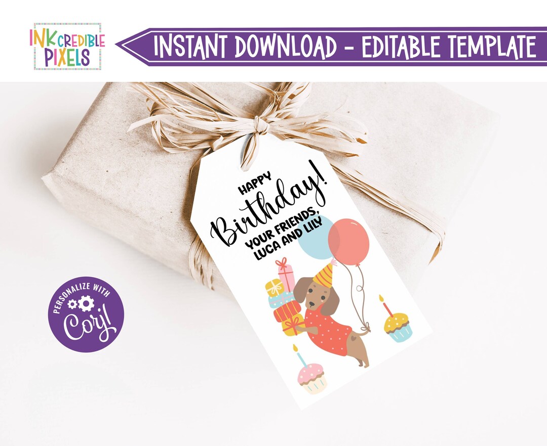 Printable Happy Birthday Tags, Happy Birthday Gift Tag, Birthday Favor ...