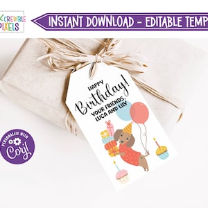 Printable Happy Birthday Tags, Happy Birthday Gift Tag, Birthday Favor ...