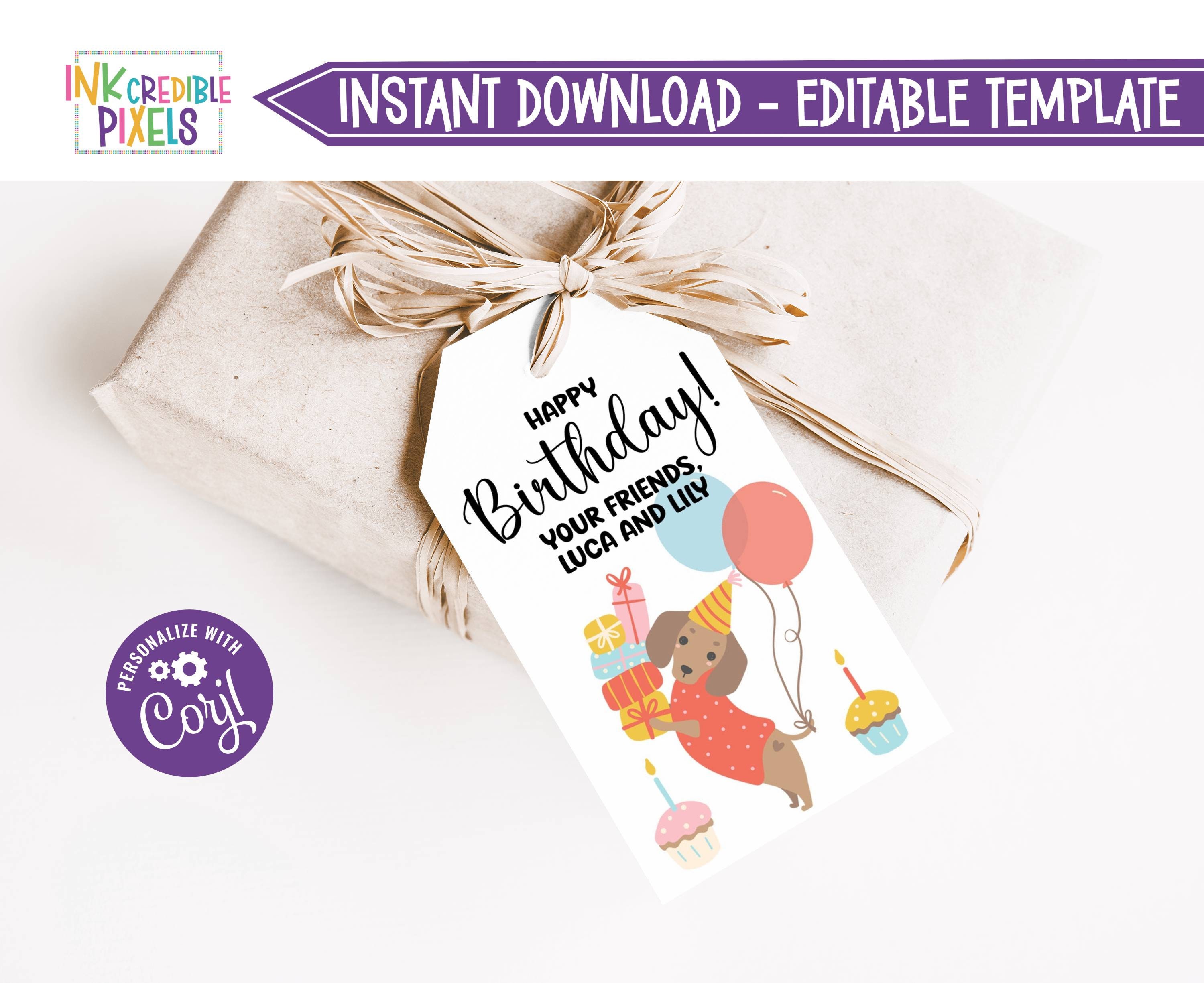 Printable Happy Birthday Tags, Happy Birthday Gift Tag, Birthday Favor ...