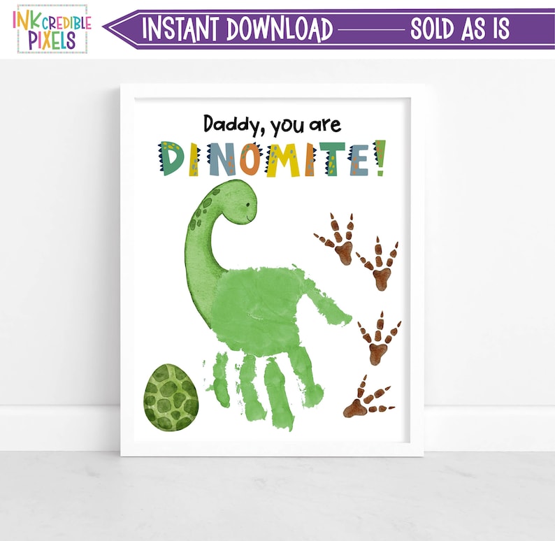 Father's Day Dinosaur Handprint Art, Father's Day Gift, Gift for Dad ...