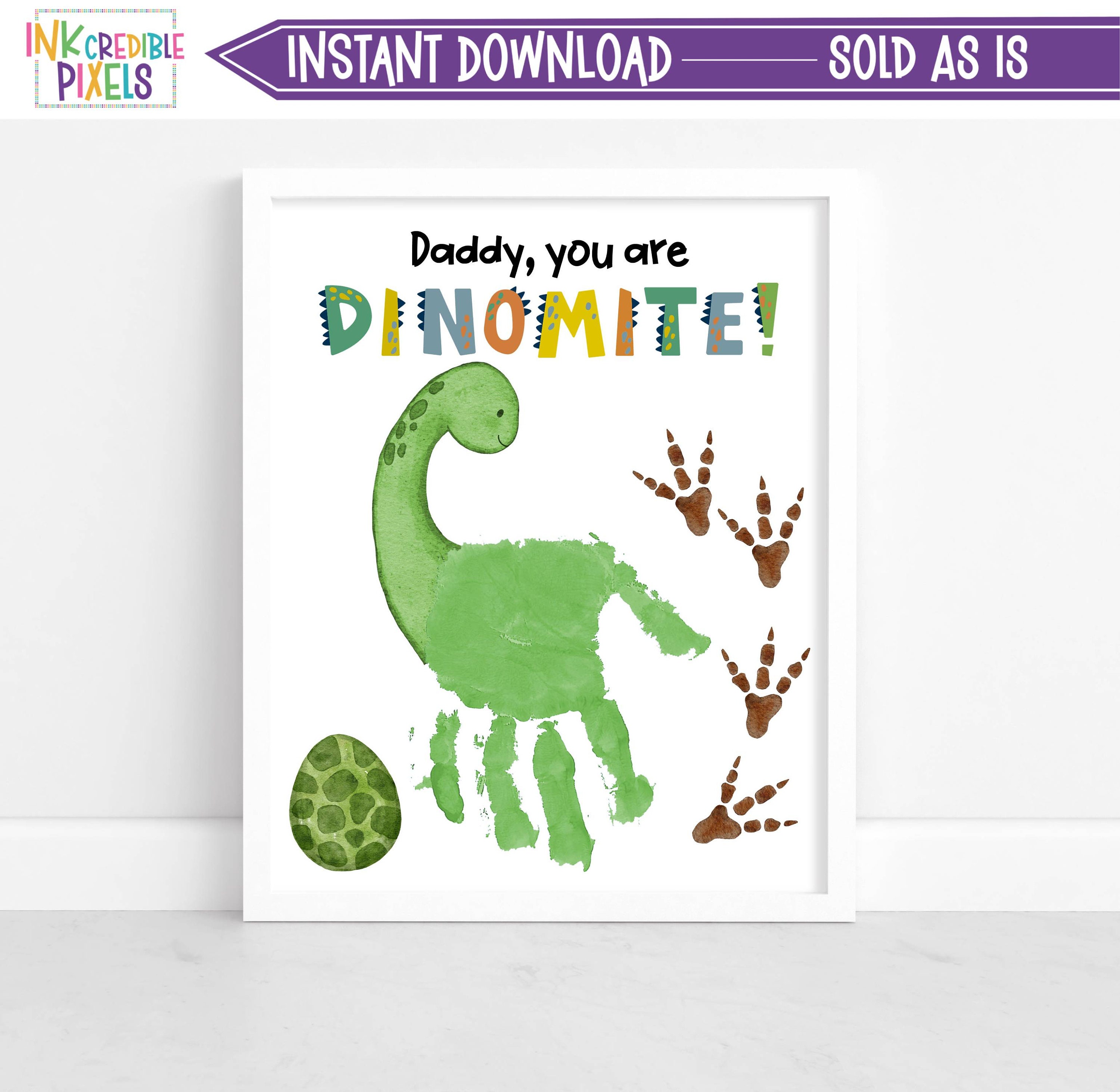 Father's Day Dinosaur Handprint Art, Father's Day Gift, Gift for Dad ...