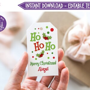 Printable Christmas Ho Ho Ho Gift Tag, Christmas Tag, Holiday Gift Tag ...