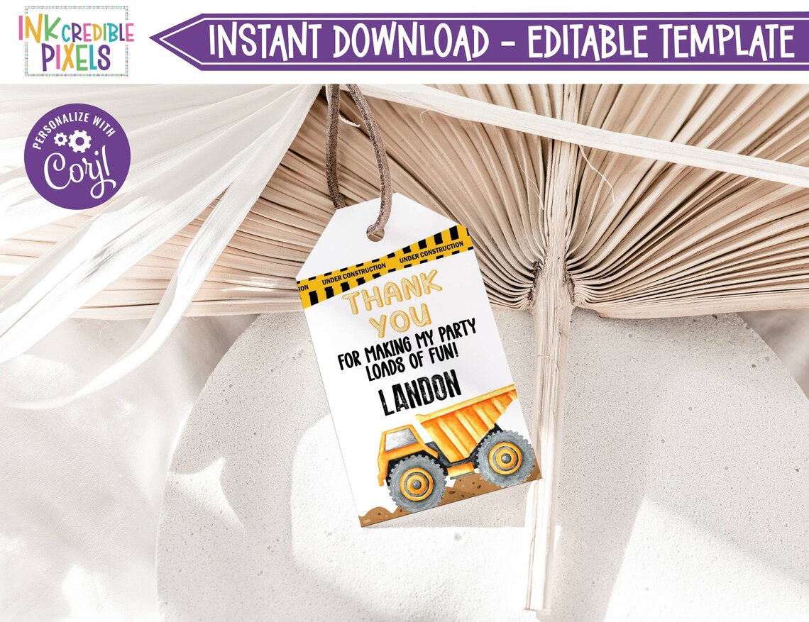 Printable Construction Party Favor Tag Construction Favor - Etsy