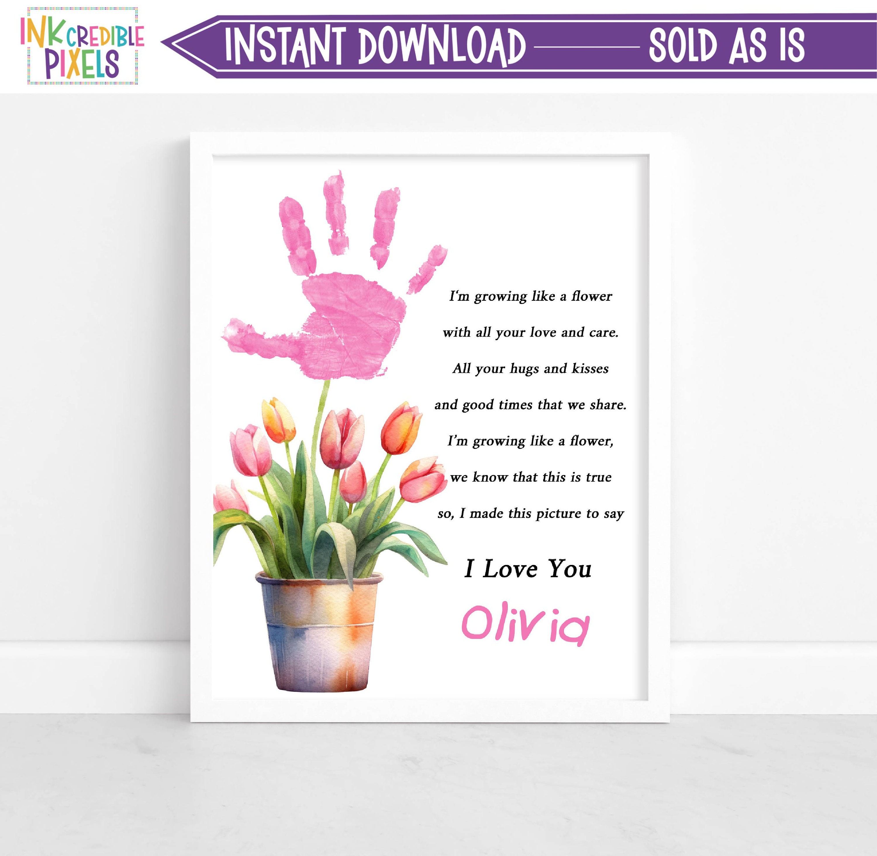 Mother's Day Handprint Tulip Art, Mother's Day Gift, Gift for Mom ...