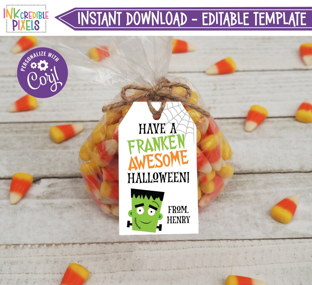 Editable Halloween Favor Tag, Printable Halloween Treat Tag ...