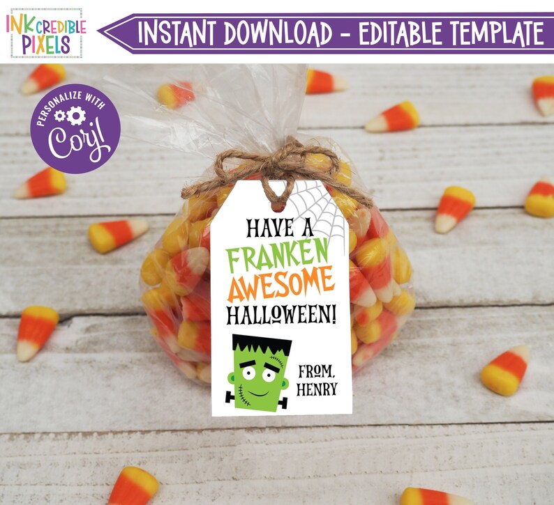 Editable Halloween Favor Tag, Printable Halloween Treat Tag ...