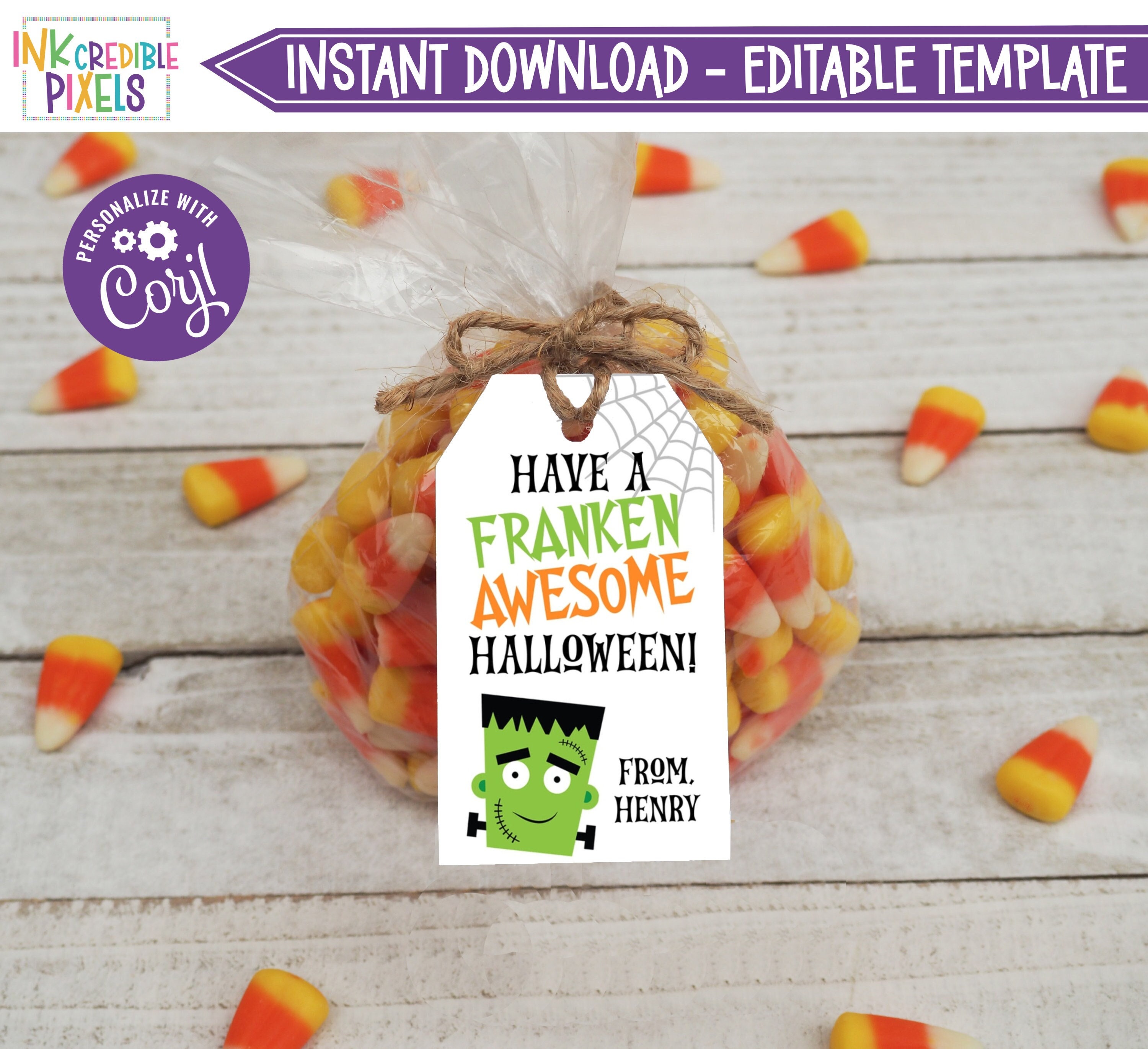 Editable Halloween Favor Tag, Printable Halloween Treat Tag ...