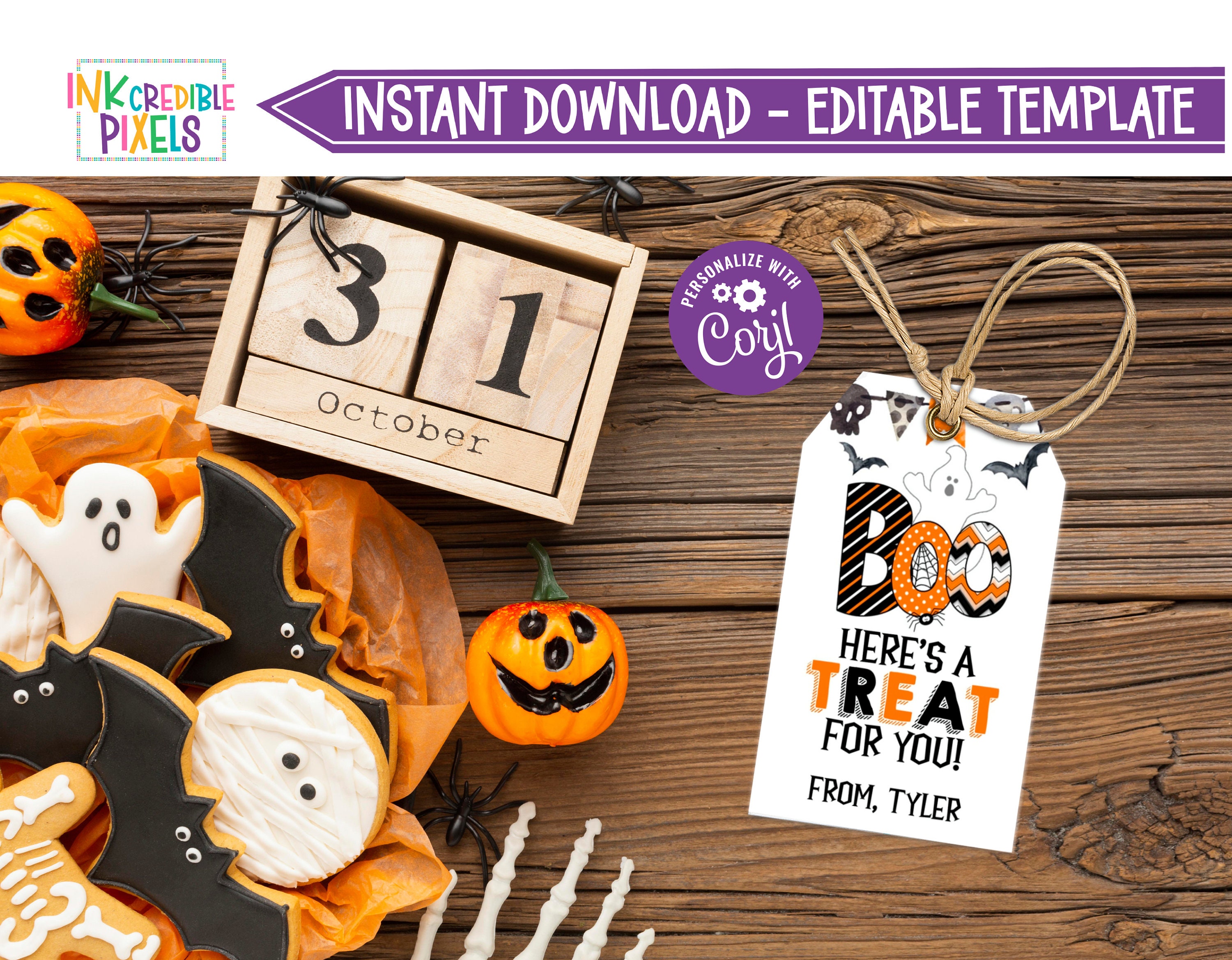 Editable Halloween Tag, Printable Halloween Treat Tag, Boo Ghost Tag ...