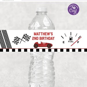 Editable Race Car Water Bottle Label, Water Bottle Label, Two Fast ...