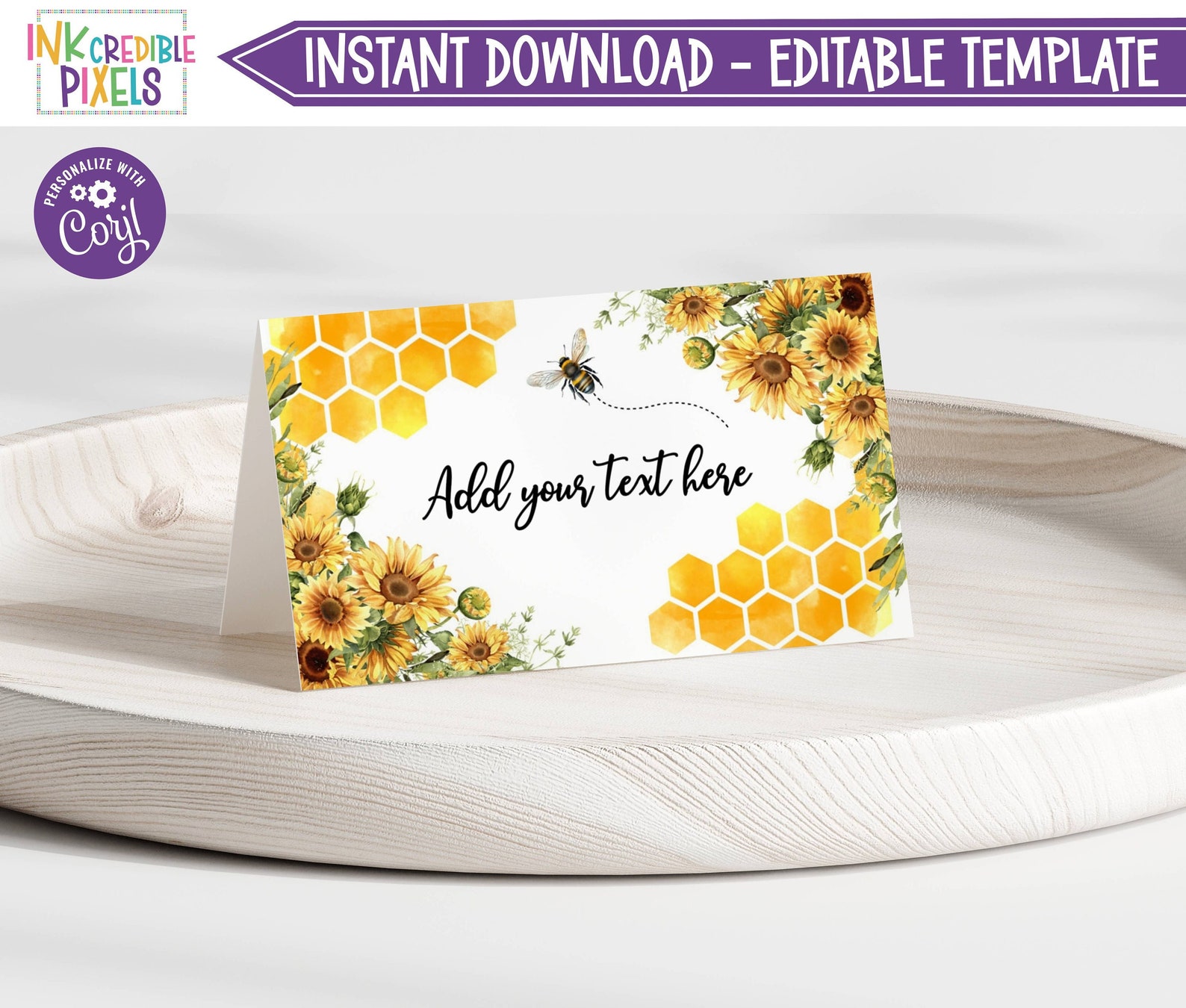 Editable Bee Birthday Food Tent Card, Bee Party Buffet Food Label, Bee ...