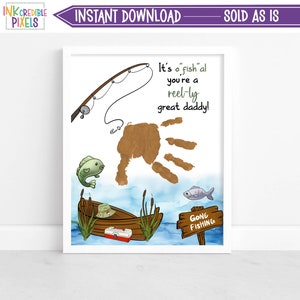 Father's Day Fishing Handprint Art, Father's Day Gift, Gift for Dad ...