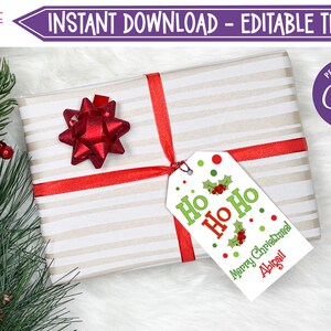 Printable Christmas Ho Ho Ho Gift Tag, Christmas Tag, Holiday Gift Tag ...
