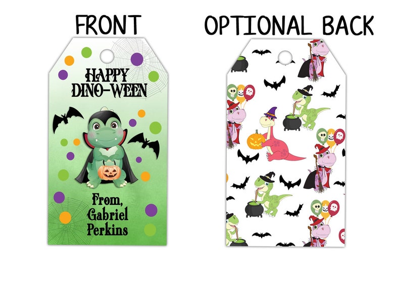 Editable Halloween Tag, Halloween Treat Tag, Halloween Dinosaur Favor ...