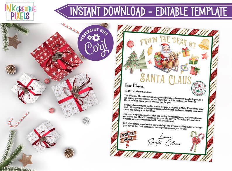 Editable Letter From Santa, Official Letter From Santa Claus, Greeting ...