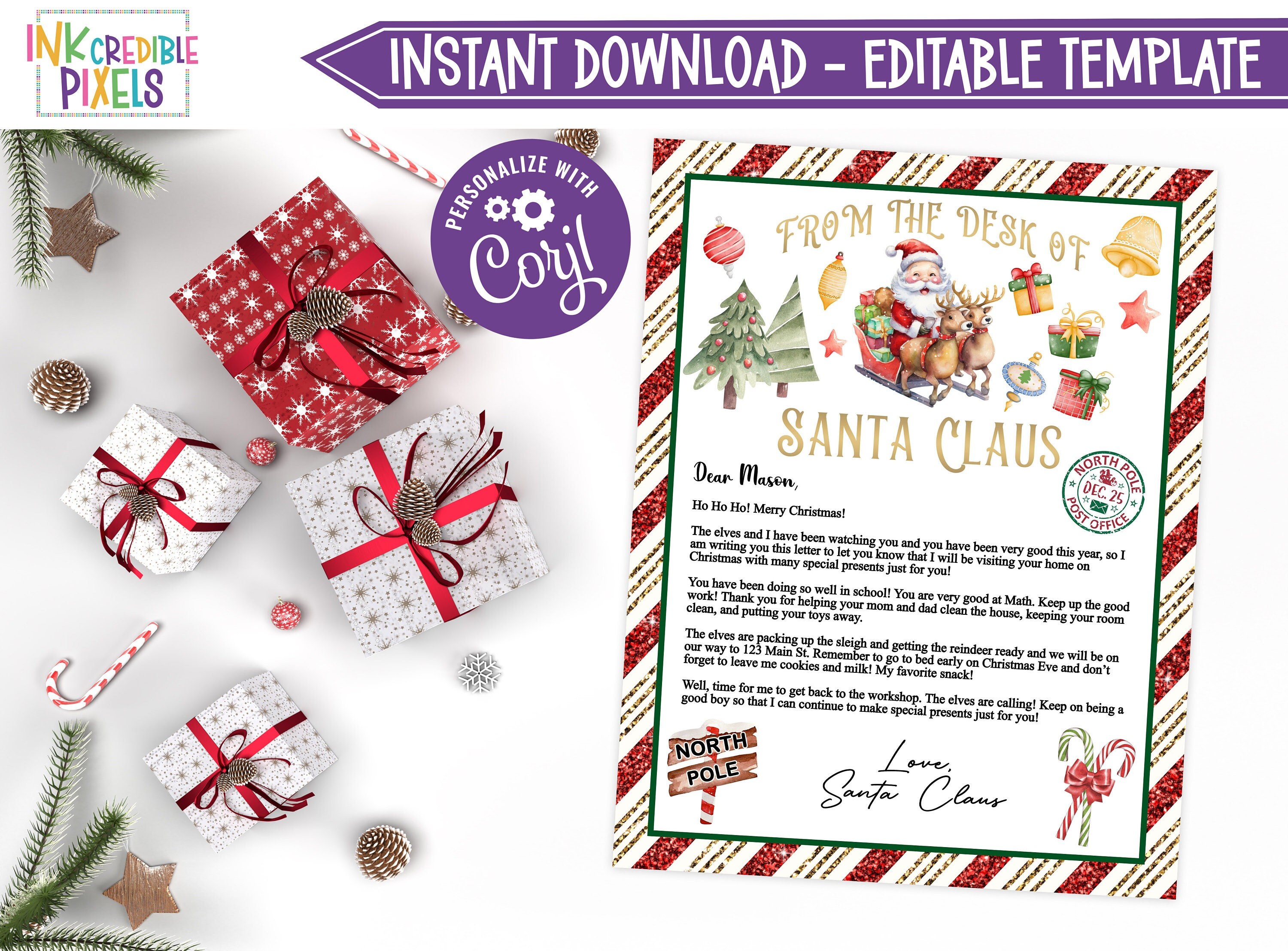 Editable Letter From Santa, Official Letter From Santa Claus, Greeting ...