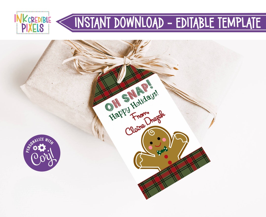 Printable Gingerbread Man Tag, Gingerbread Man Gift Tag, Christmas ...