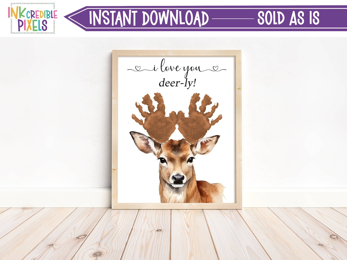 Father's Day Deer Handprint Art, Father's Day Gift, Gift for Dad ...