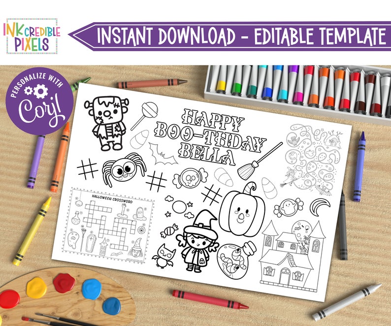 Editable Halloween Activity Coloring Page Halloween Coloring - Etsy