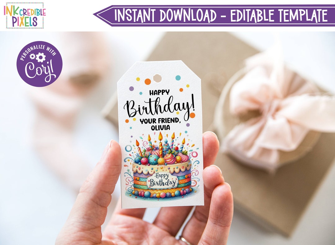 Printable Happy Birthday Tags, Happy Birthday Gift Tag, Birthday Favor ...