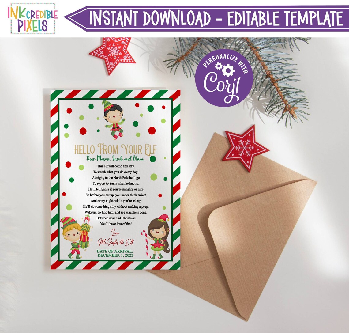 Editable Elf Letter, Letter From Elf, Printable Elf First Arrival ...