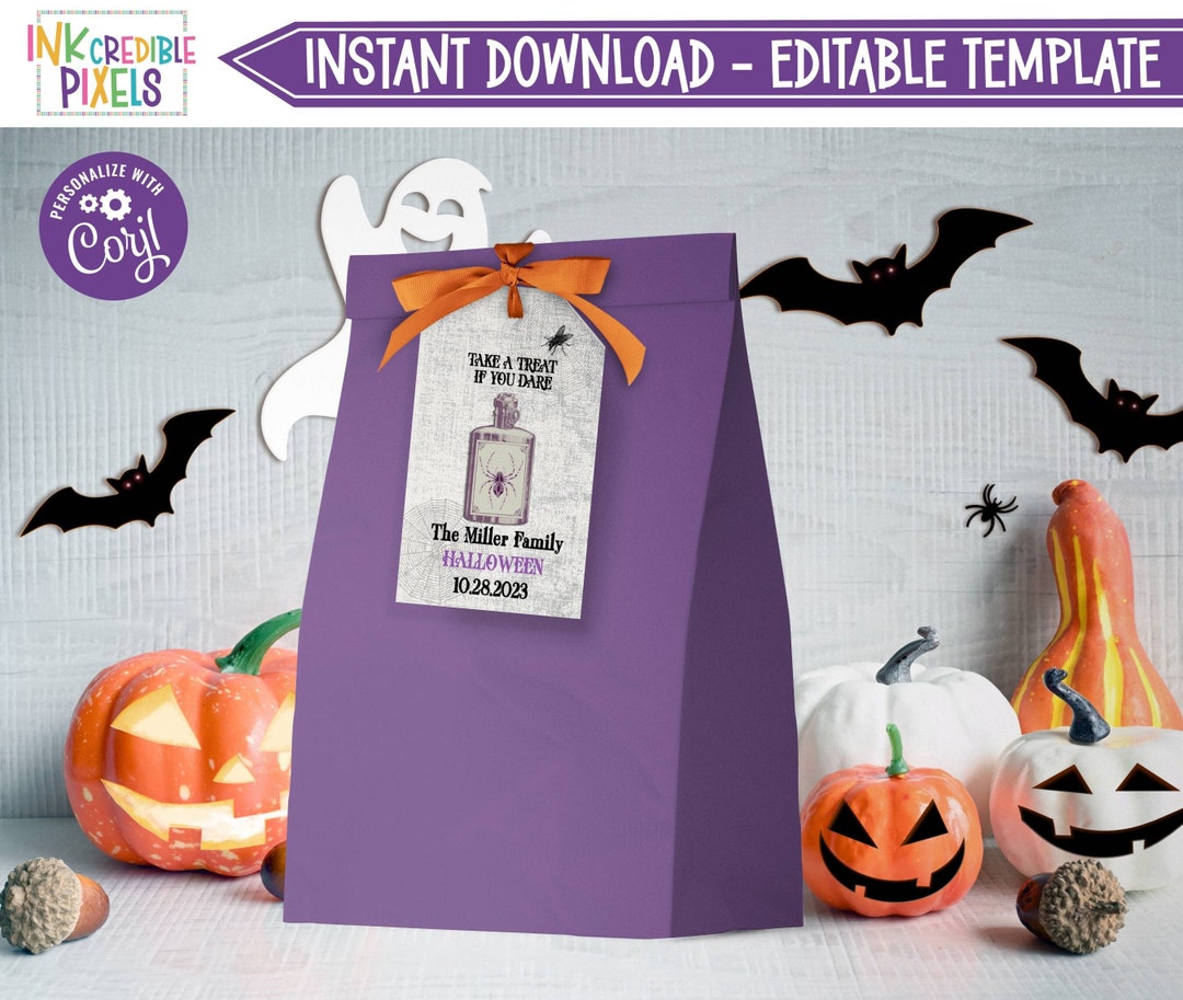 Editable Halloween Potion Tag, Halloween Treat Tag, Vintage Halloween ...