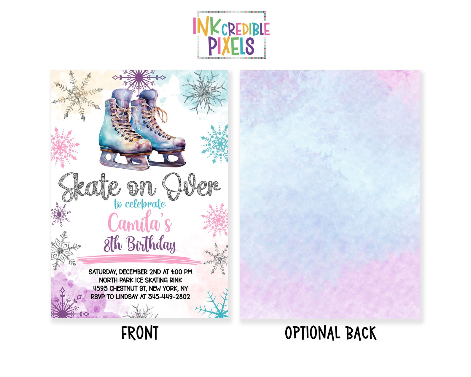 Printable Ice Skating Invitation, Ice Skate Birthday Invitation, Ice ...