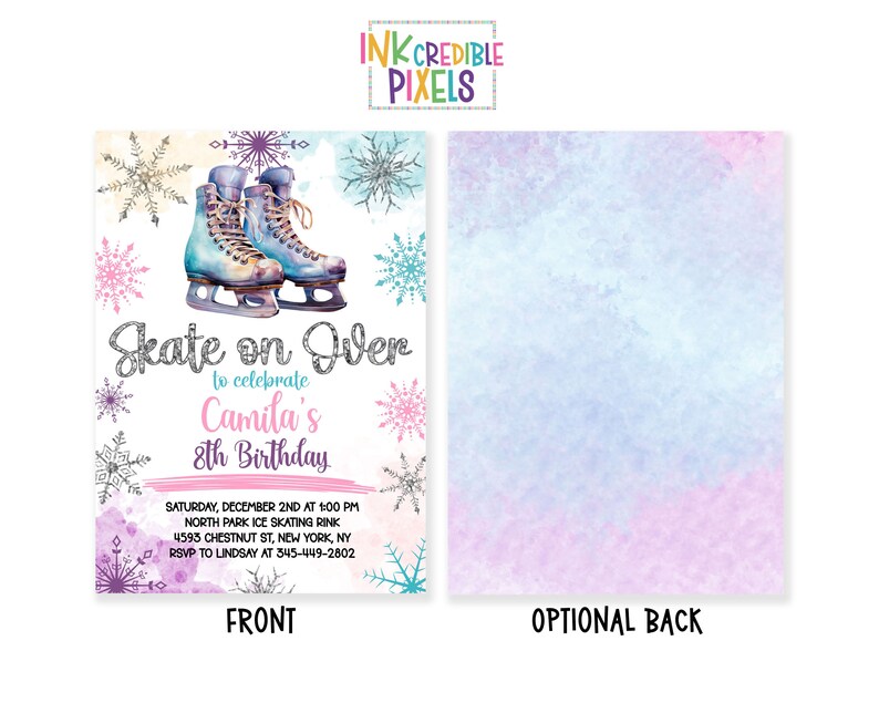 Printable Ice Skating Invitation, Ice Skate Birthday Invitation, Ice ...