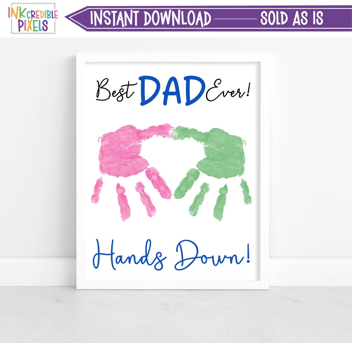 Father's Day Handprint Art, Father's Day Gift, Gift for Dad, Keepsake ...
