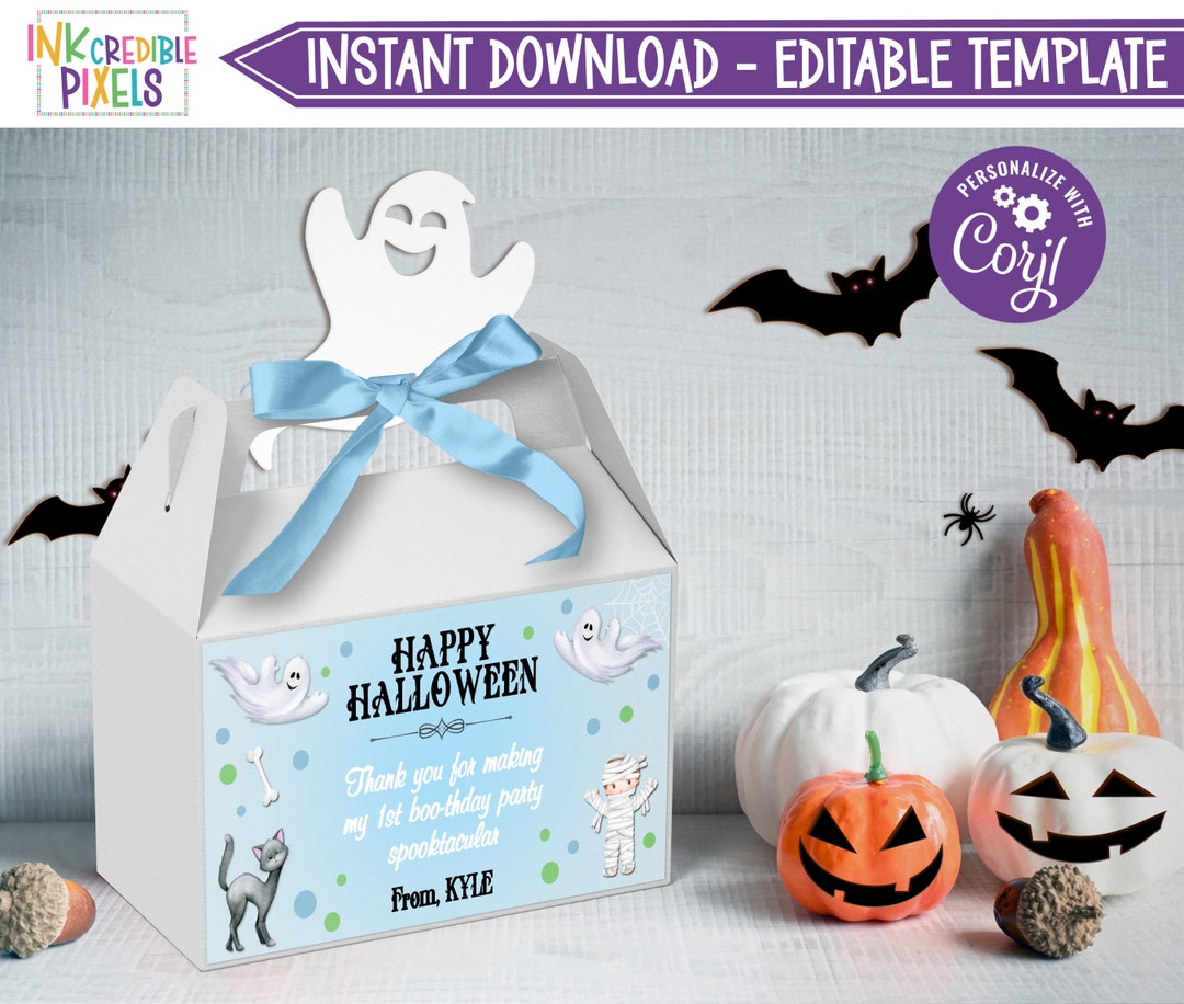 Editable Halloween Gable Box Label, Spooky One Halloween Favor Label ...