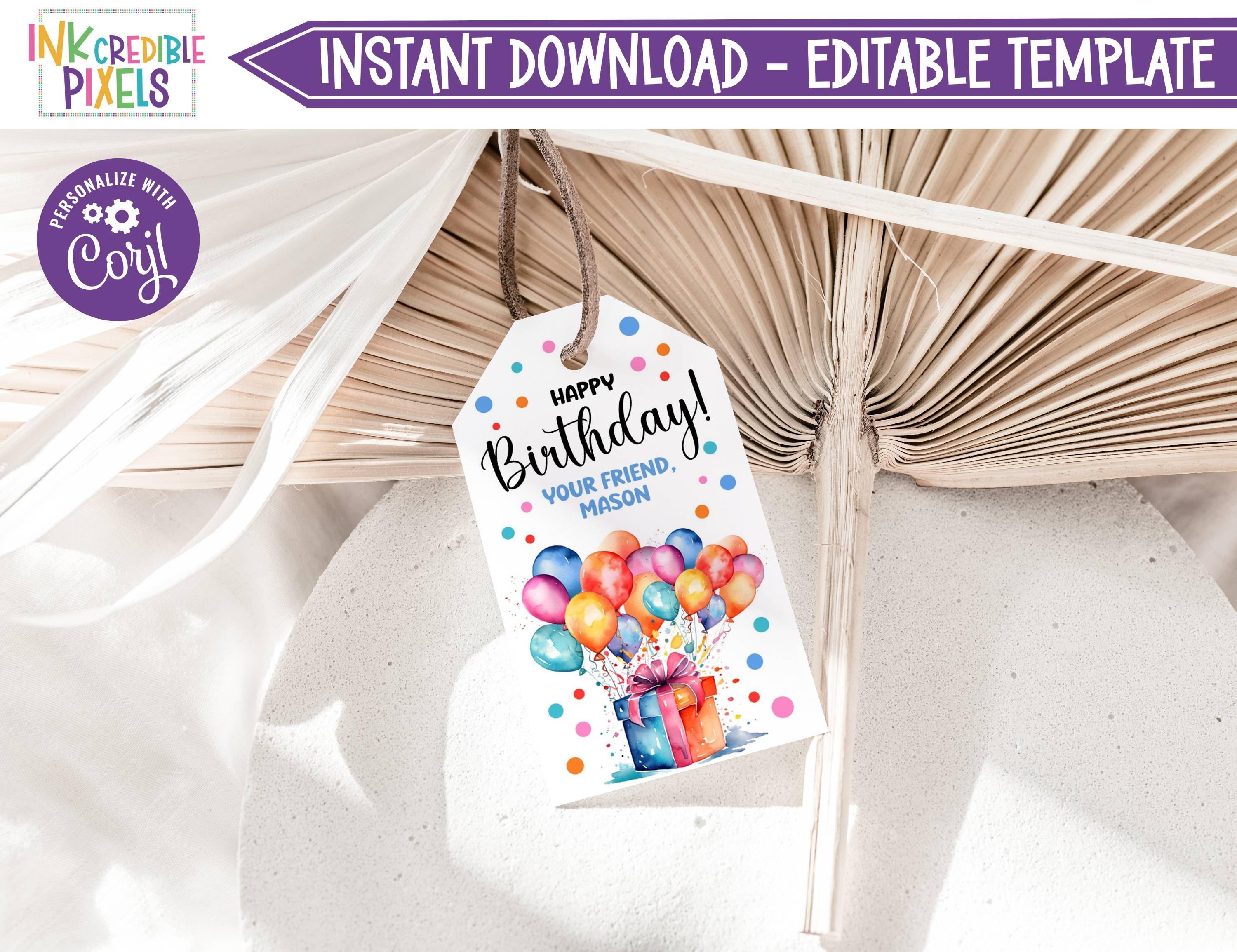 Printable Happy Birthday Tags, Happy Birthday Gift Tag, Birthday Favor ...