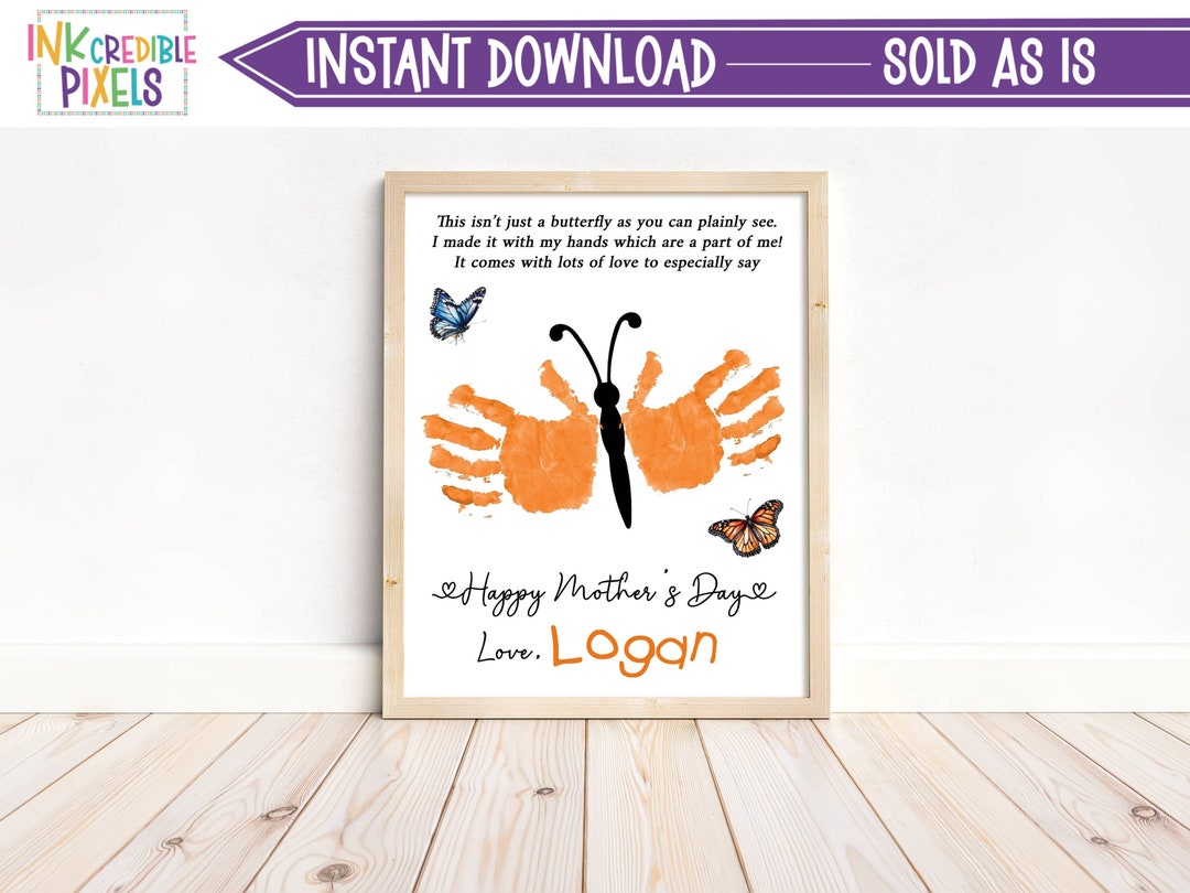 Mother's Day Handprint Butterfly Art, Mother's Day Gift, Gift for Mom ...