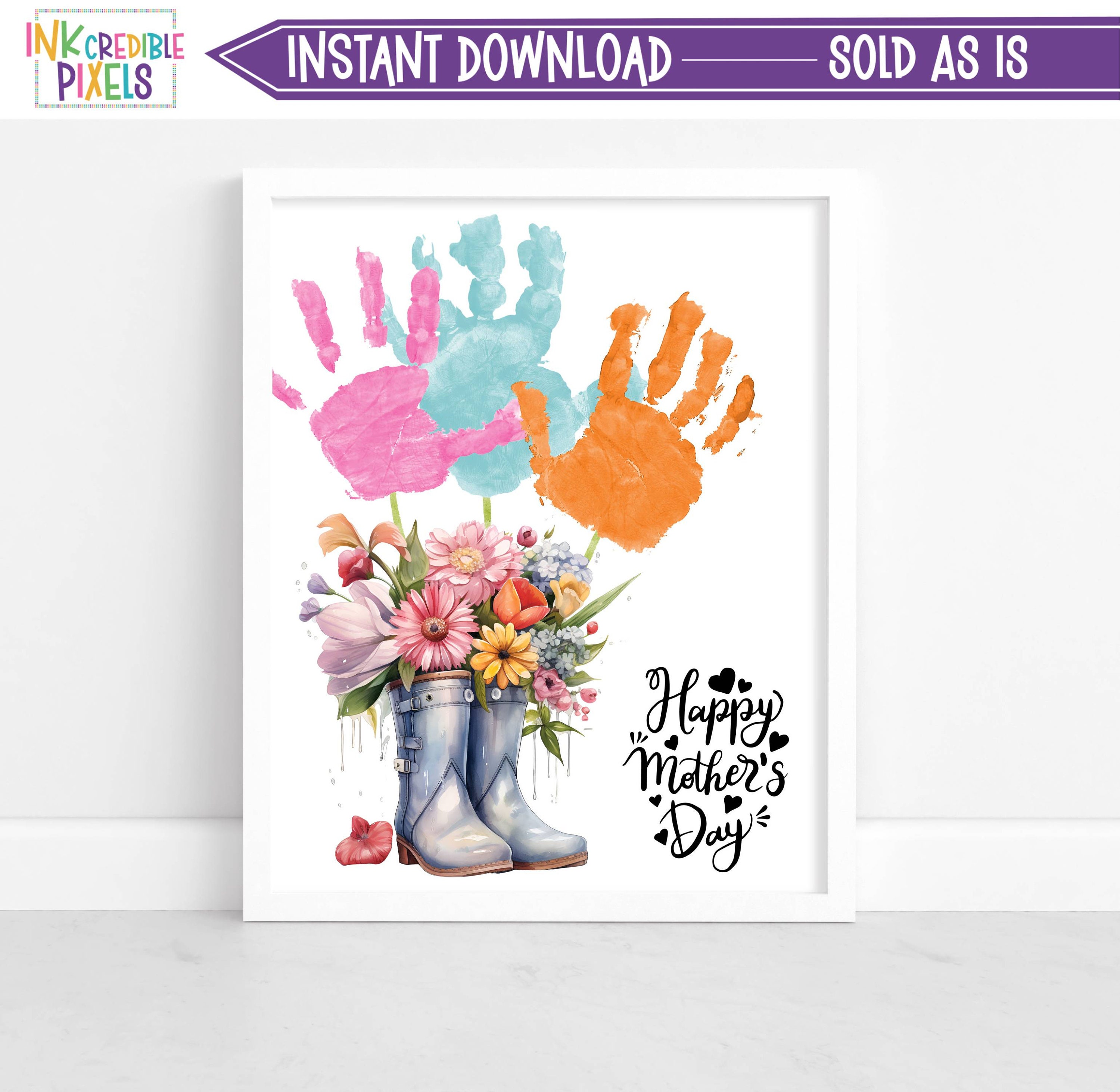 Mother's Day Handprint Art, Mother's Day Gift, Gift for Mom, Grandma ...